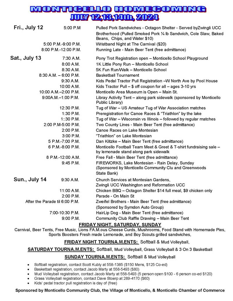 Monticello Chamber of Commerce | Beautiful Monticello Wisconsin